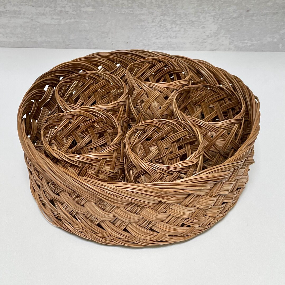 6 Piece 1970s Handmade Wicker Iced Tea Serving Caddy W/ Removable ...