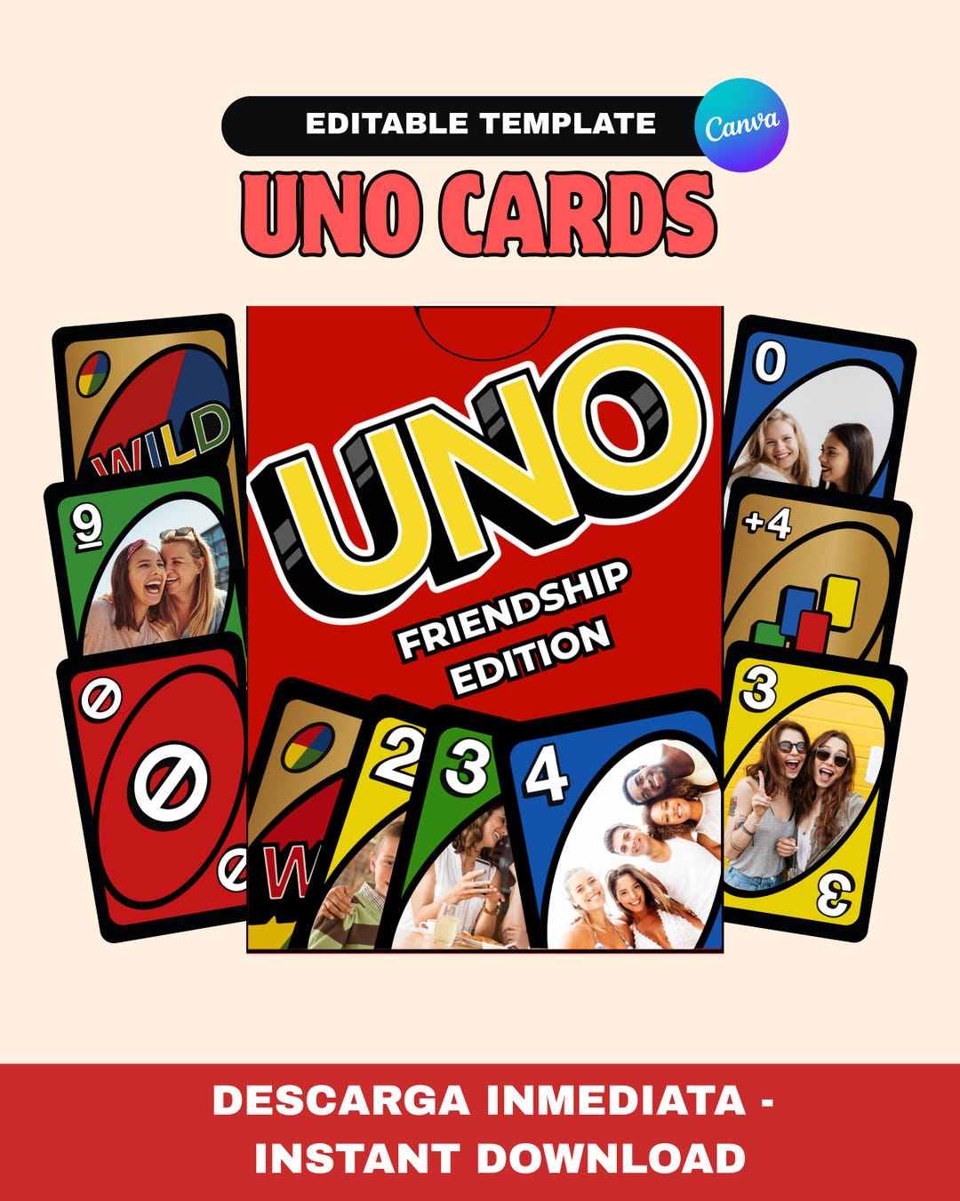 Editable UNO Cards Template in Canva | Custom UNO Game Printable ...