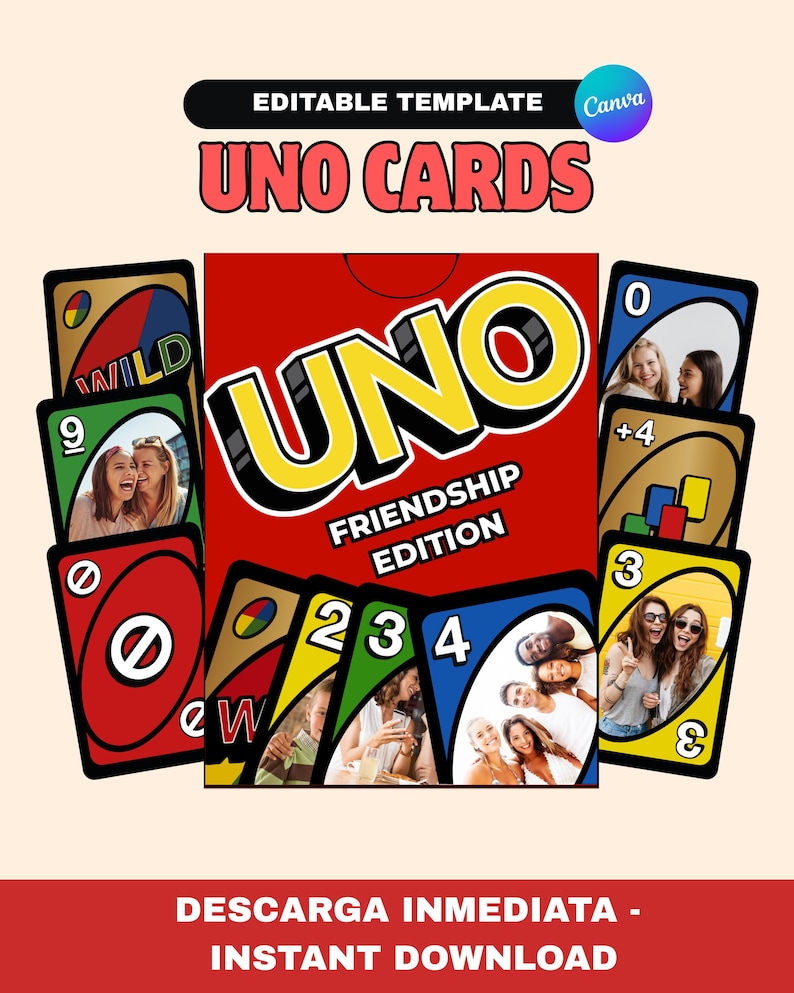 Editable UNO Cards Template in Canva | Custom UNO Game Printable ...