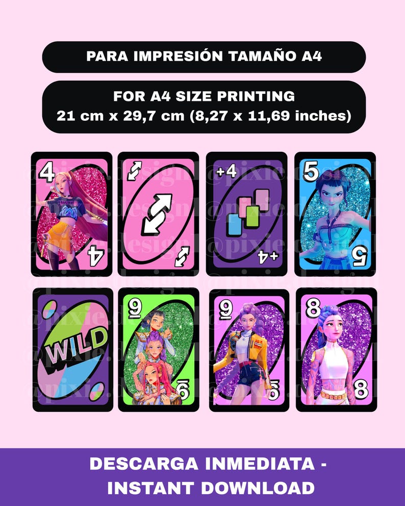 UNO Kpop Demon Hunters Cards – Printable Game | Huntrix Edition | A4 ...