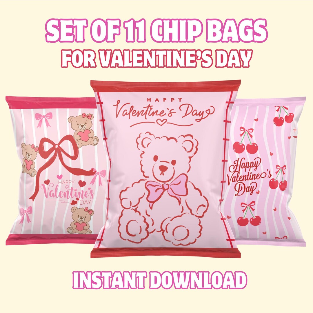 Valentine's Day Chip Bags Printable | 11 Love Snack Wrappers | A4 PDF ...