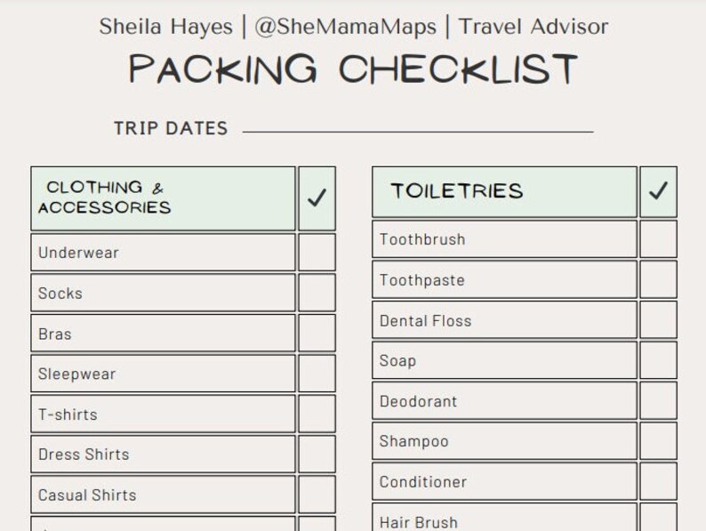 Printable Packing Checklist - Etsy