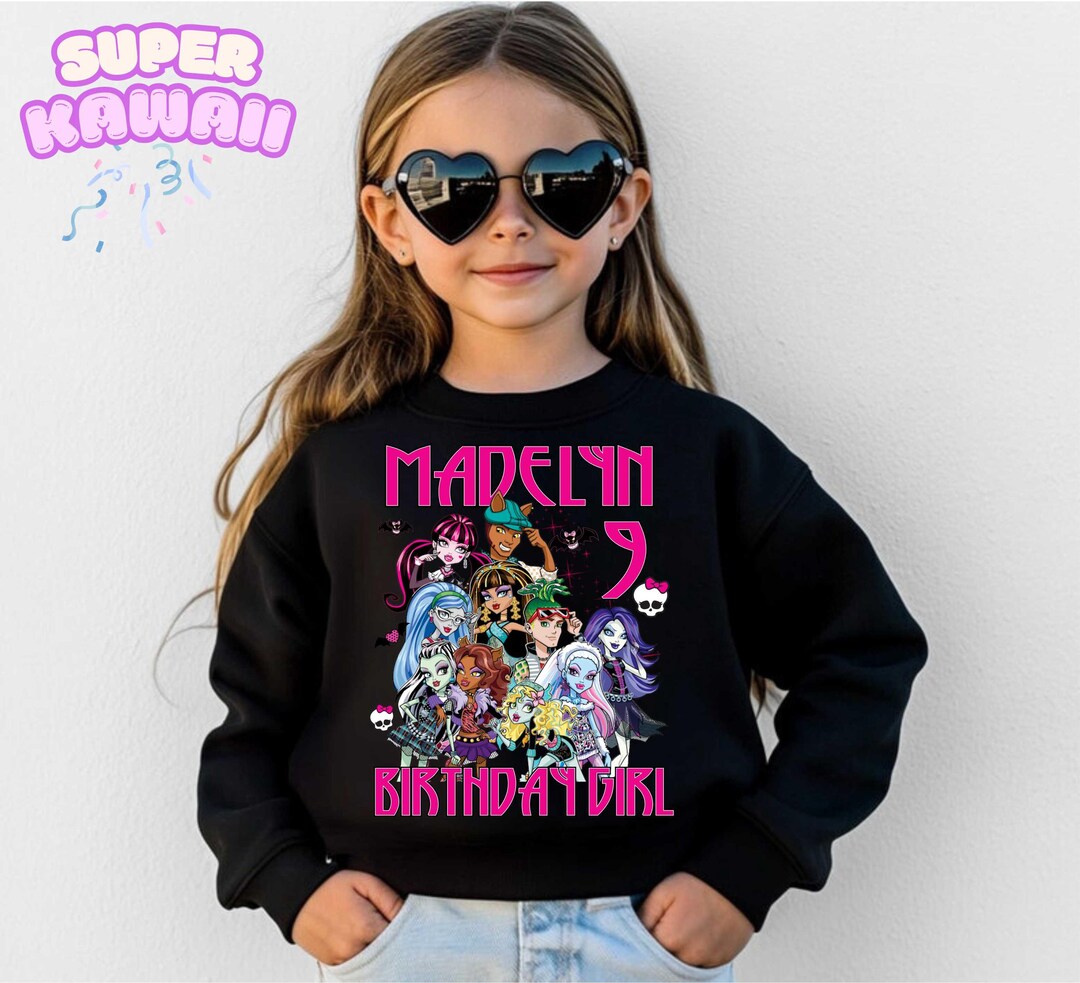 Personalized Monsters Doll Birthday Sweatshirt, Monster Gothic Girl ...