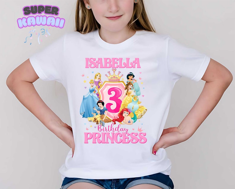 Princess Birthday Shirt, Princess Birthday Girl Theme Party, Cute Shirt, Personalized Family ...