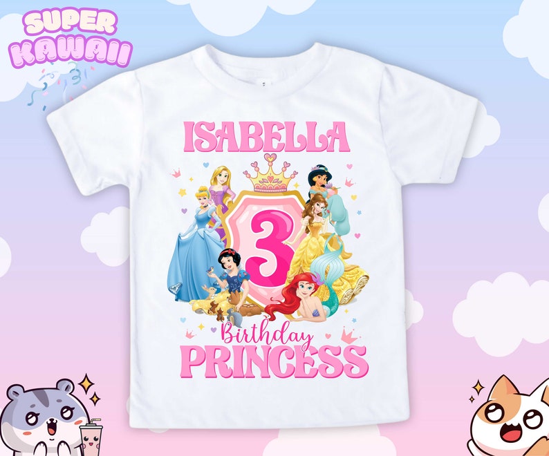 Princess Birthday Shirt, Princess Birthday Girl Theme Party, Cute Shirt, Personalized Family ...