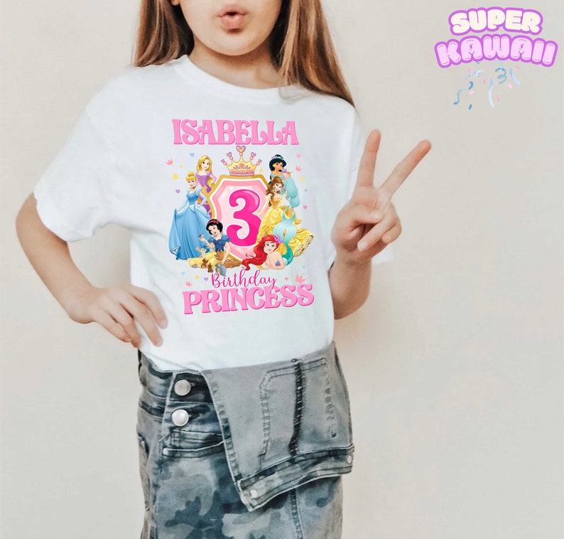 Princess Birthday Shirt, Princess Birthday Girl Theme Party, Cute Shirt, Personalized Family ...