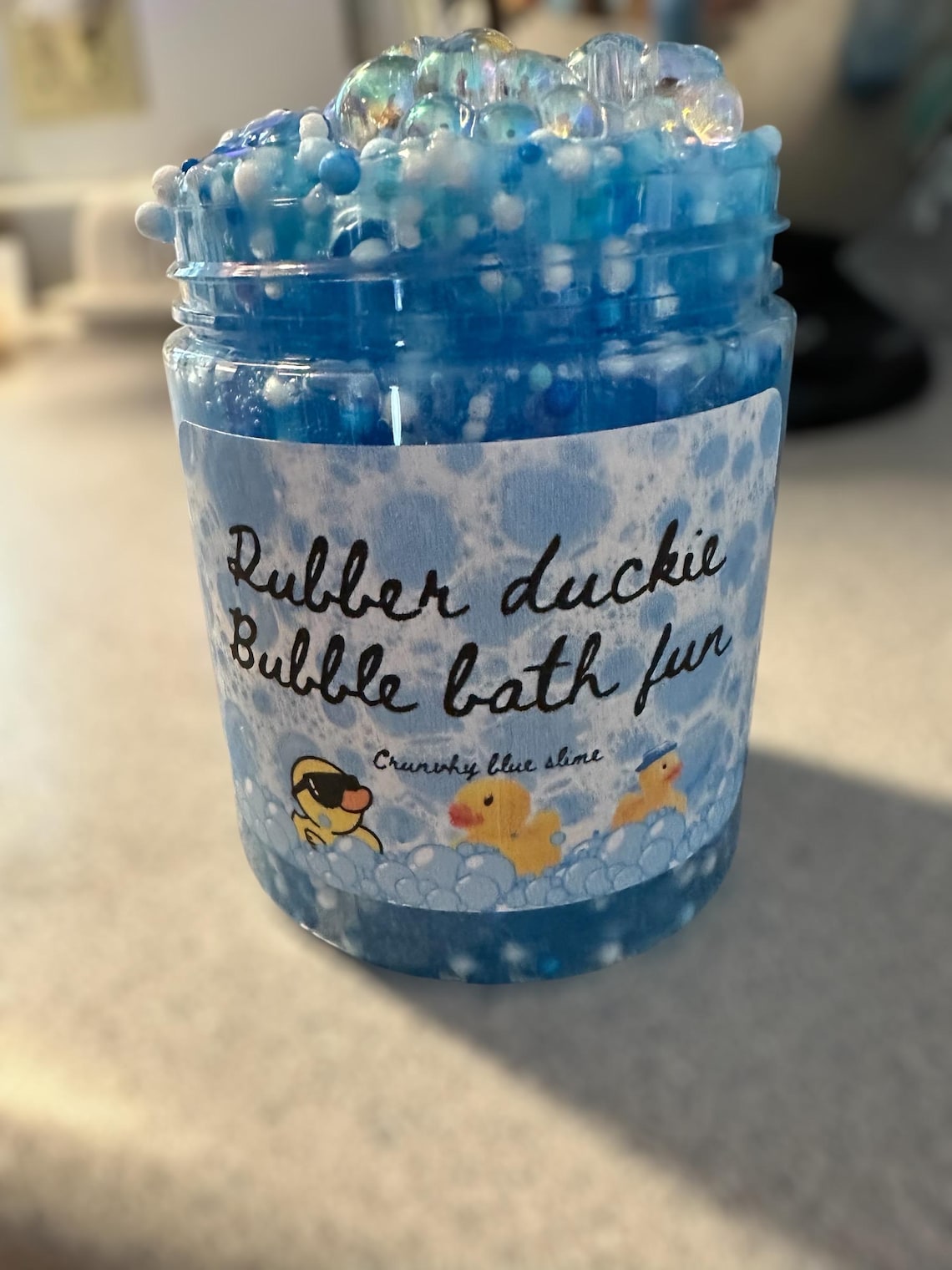 Rubber Duckie Bubble Bath Slime- Blue Slime- Crunchy Slime- Scented ...