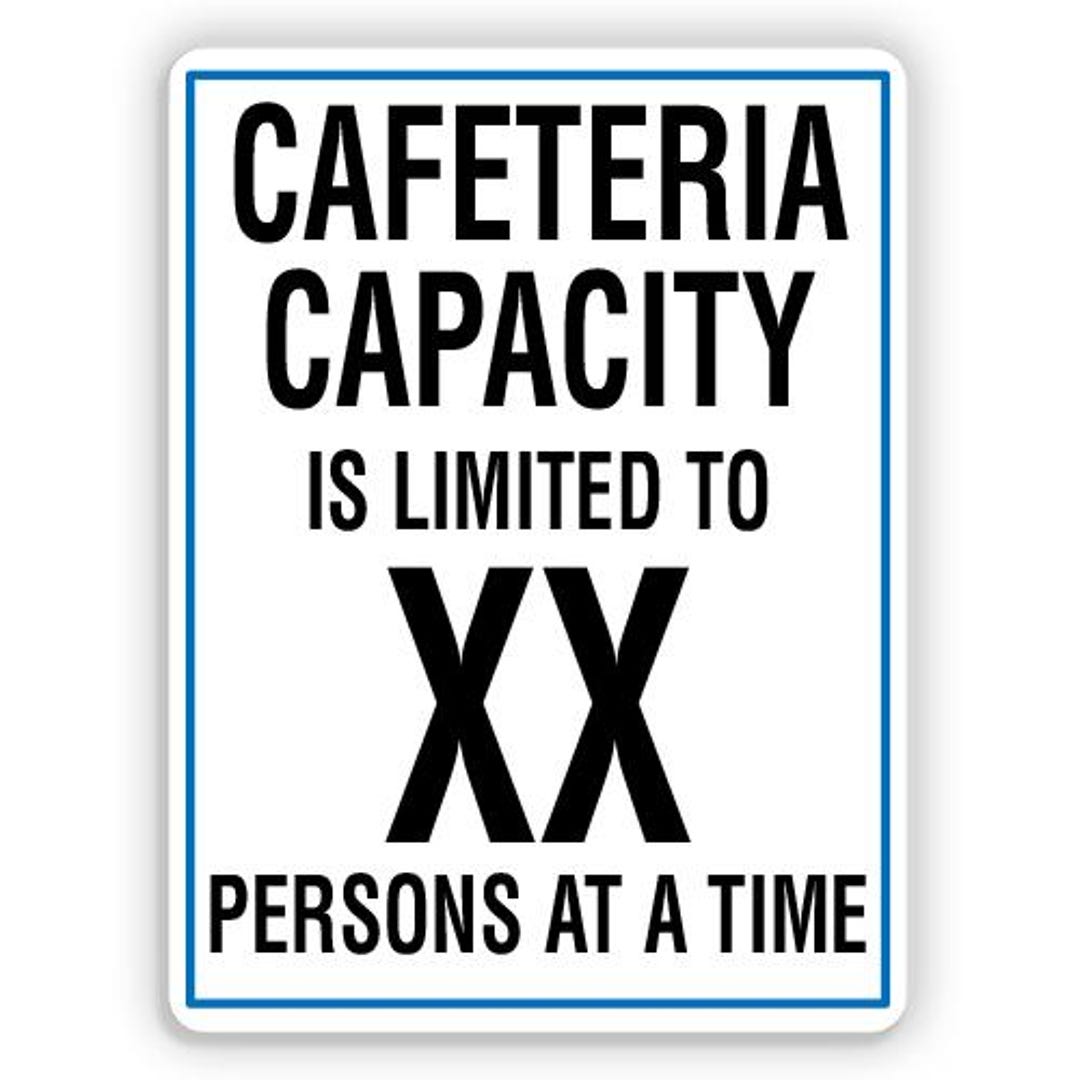 CAFETERIA CAPACITY IS Limited to Xx, Aluminum Sign, Metal Sign, Street ...