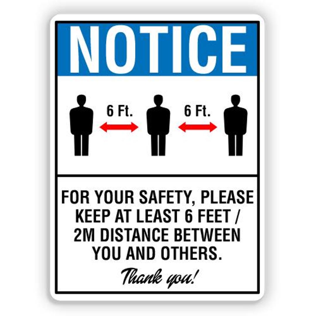 PLEASE KEEP 6 FT Distance, Aluminum Sign, Metal Sign, Street Sign ...