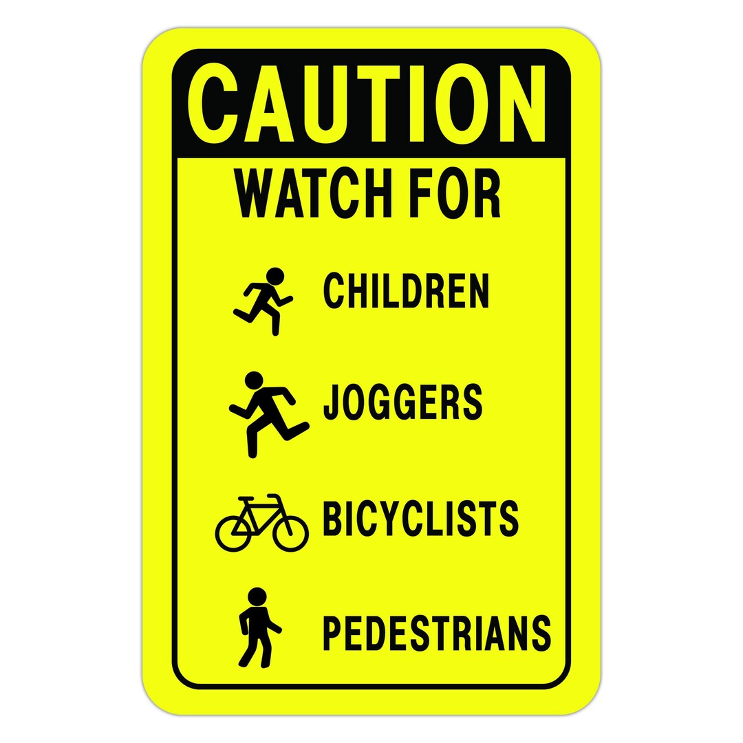 CAUTION WATCH FOR Children Joggers Bicyclists, Aluminum Sign, Metal ...