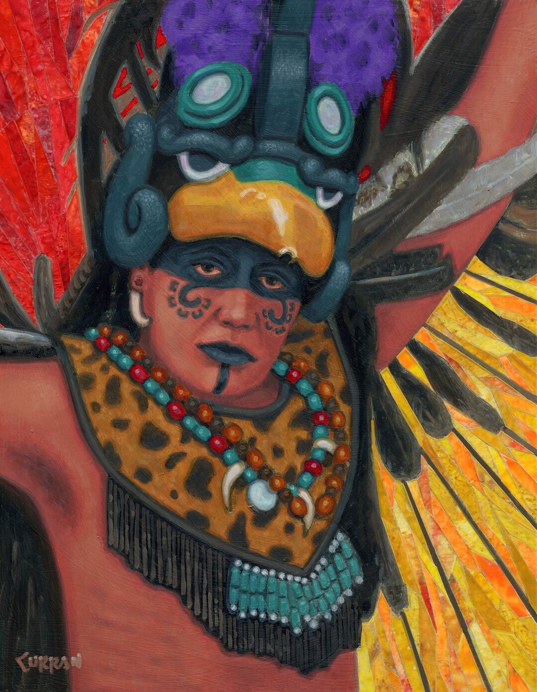 Color Print of Oil Painting, Native American, Aztec Bird Dancer - Etsy