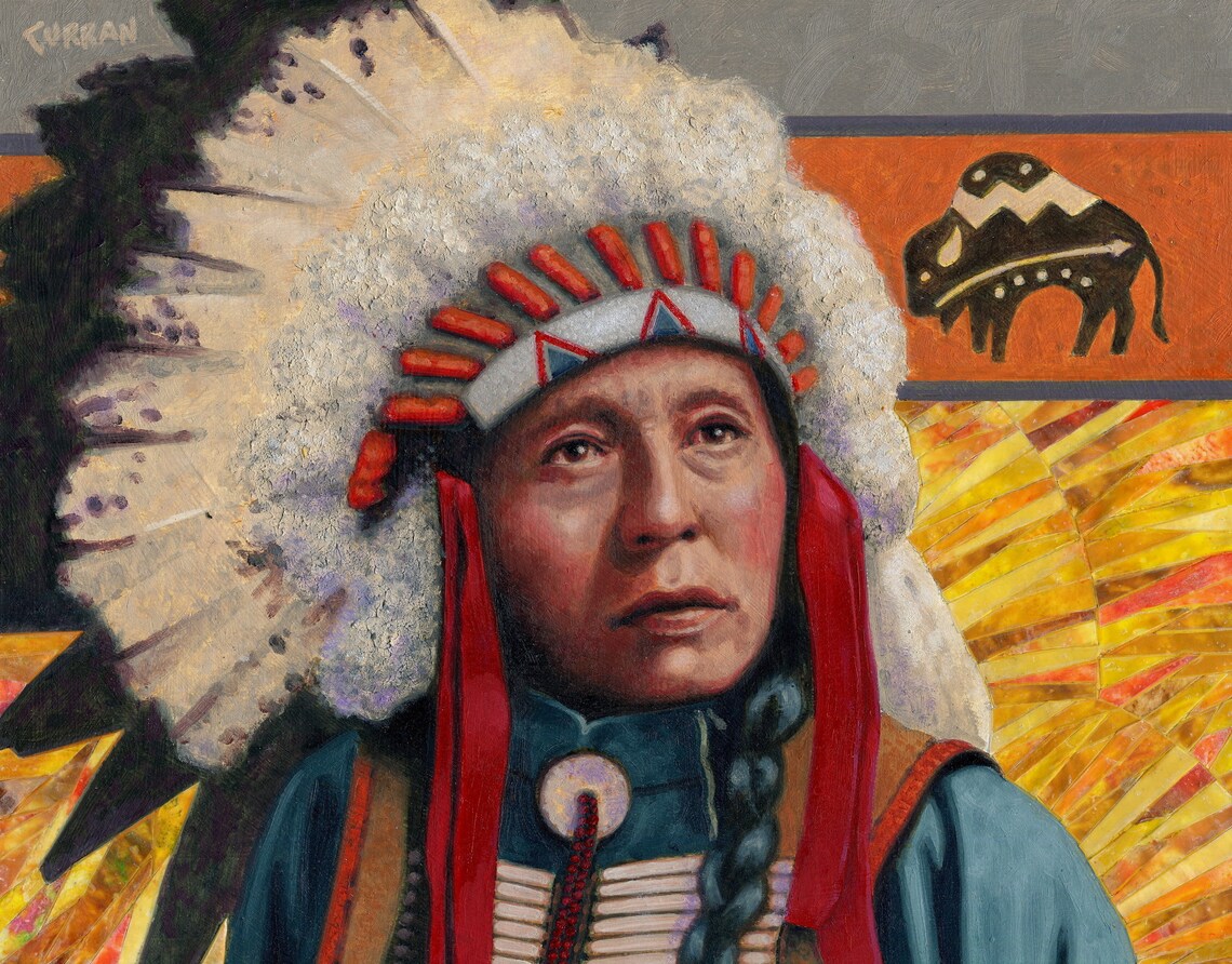 Color Print of Oil Painting, Native American, Dreams of the Buffalo ...