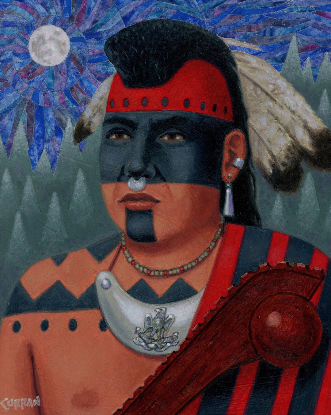 Color Print of Oil Painting, Native American, Iroquois Warrior - Etsy