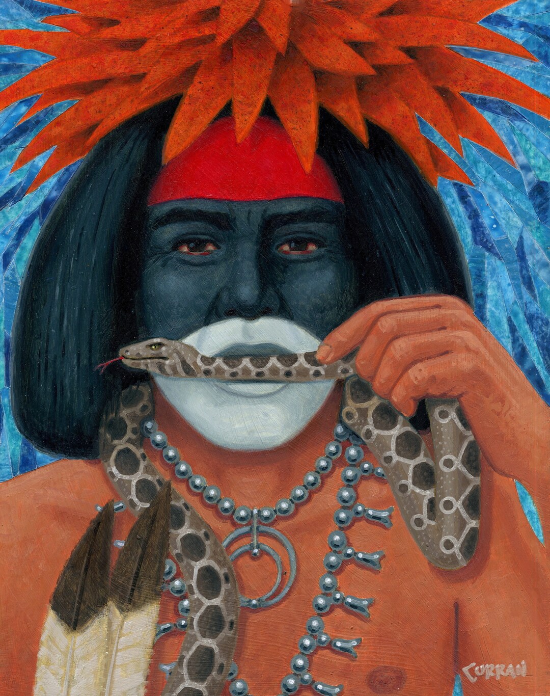 Color Print of Oil Painting, Native American, Snake Dancer - Etsy