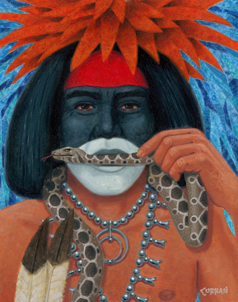 Color Print of Oil Painting, Native American, Snake Dancer - Etsy