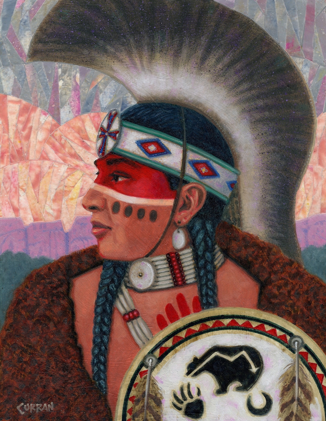 Color Print of Oil Painting, Native American, Plains Warrior - Etsy