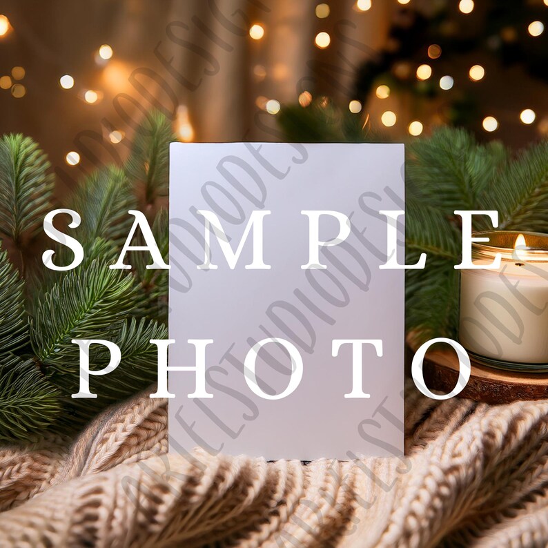 5x7 Christmas Invitation Card Mockup Cozy Holiday Greeting Card Display ...