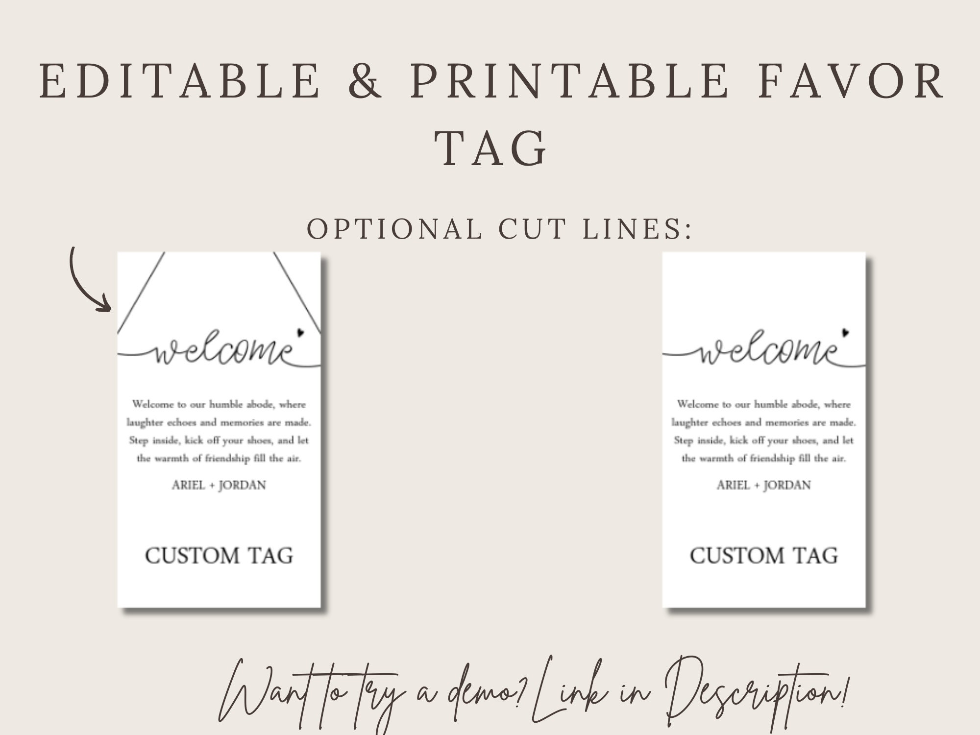 Welcome Favor Tag Custom Tag Wedding Bridal Shower Event Editable ...