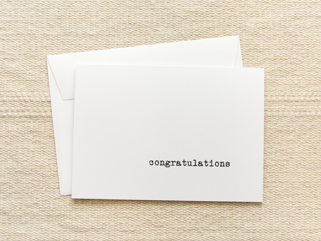 Minimalist Typewriter Congratulations Card | Simple Vintage Black and ...