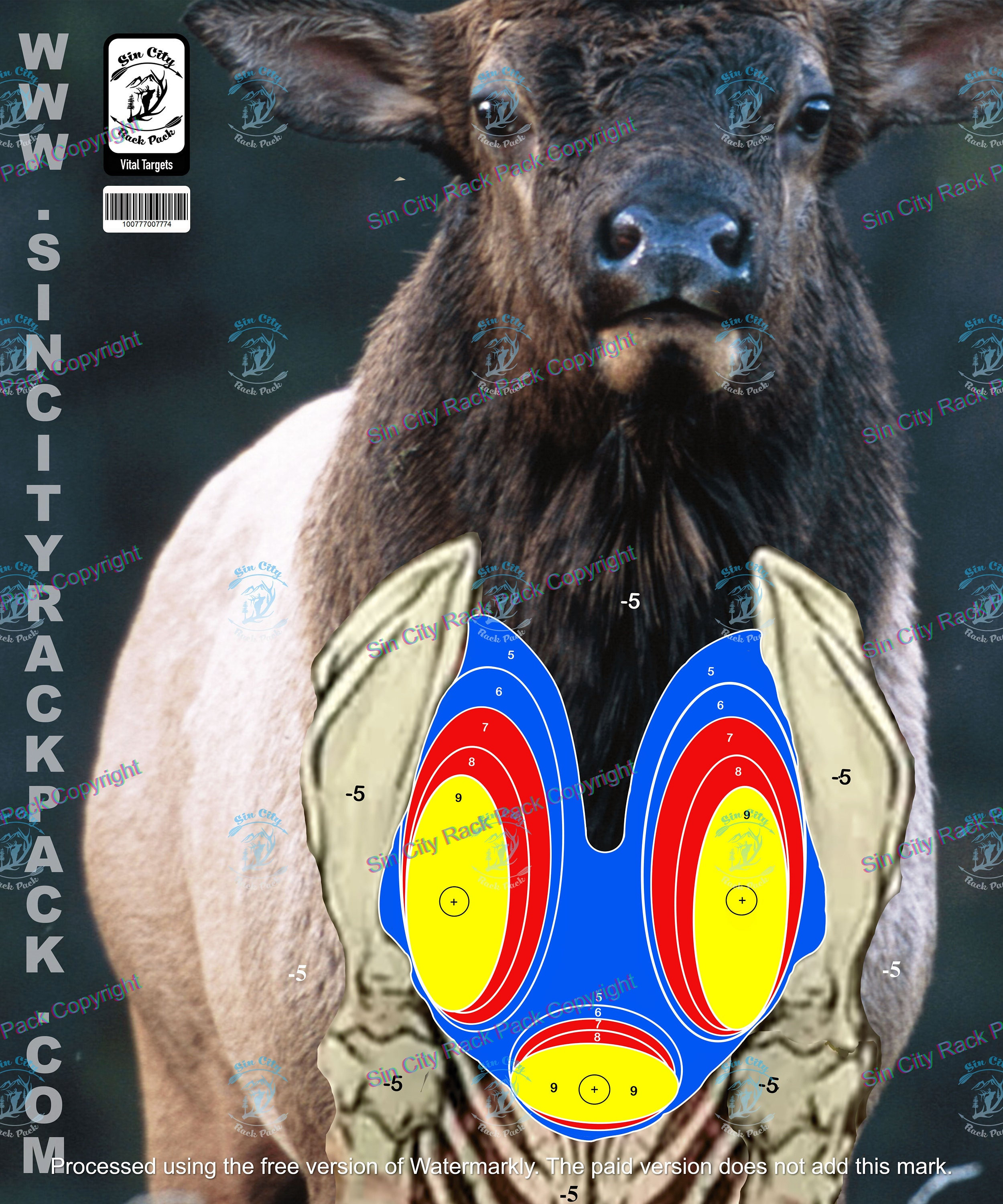 Hunting Shot Placement Elk Vitals Paper Targets - 24x20 Inch Broadside ...