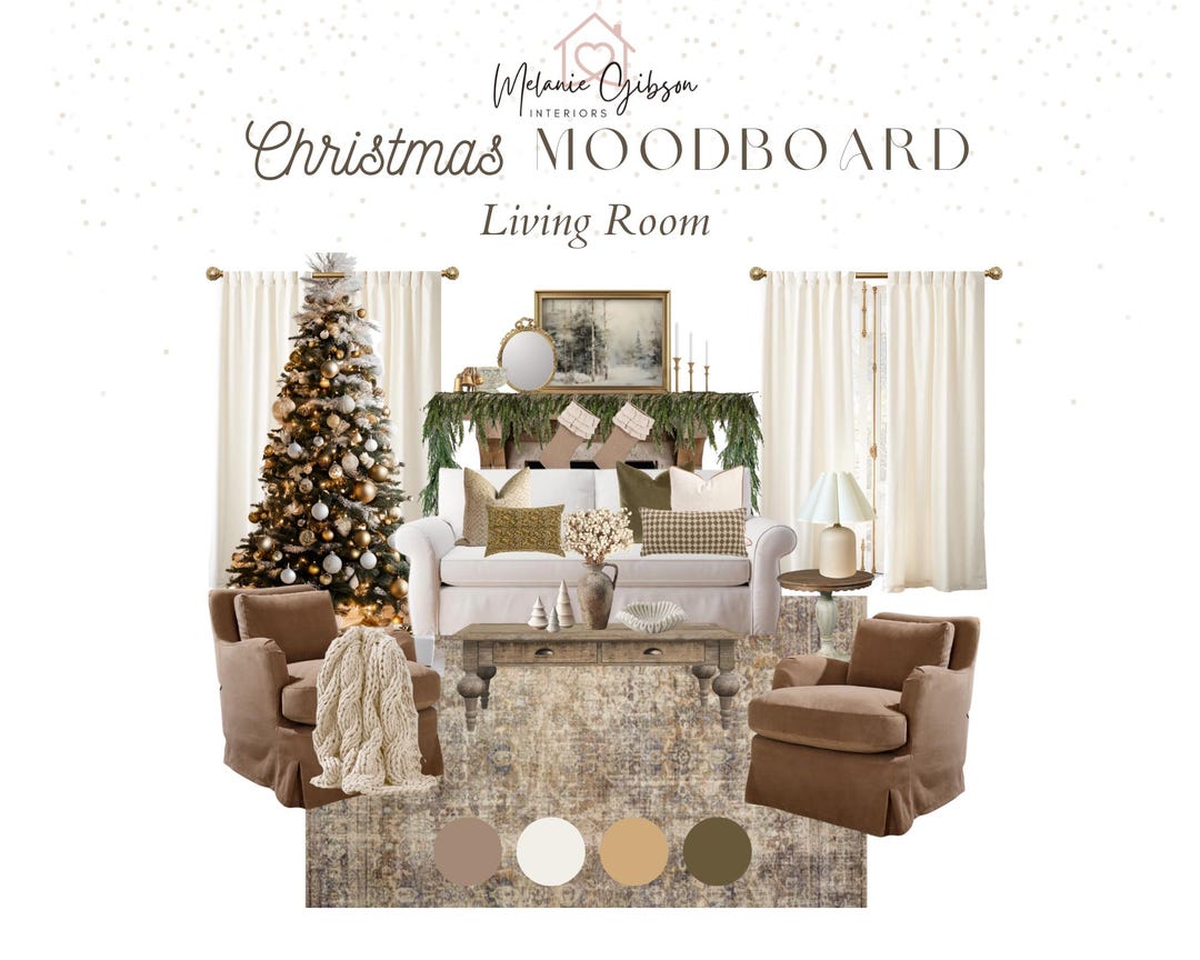 Premade Christmas Living Room Moodboard & Shopping List - Etsy