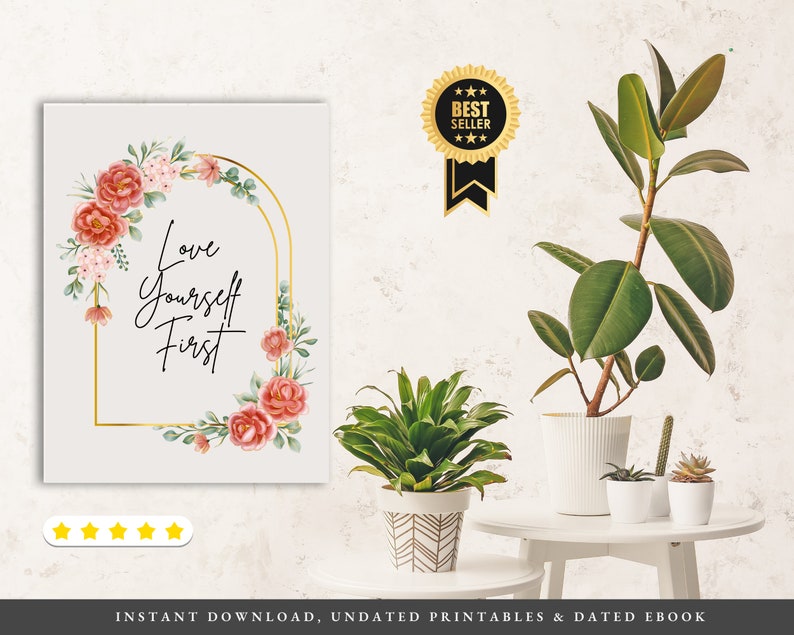 LOVE Yourself First Inspirational Quote Print, Self Love Art, Wall ...