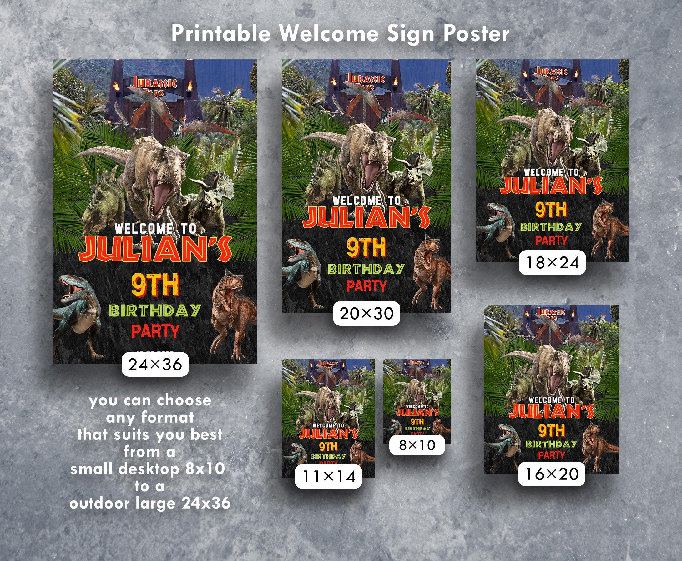 Dinosaur Welcome Sign Template, Printable Birthday Party Jurassic ...