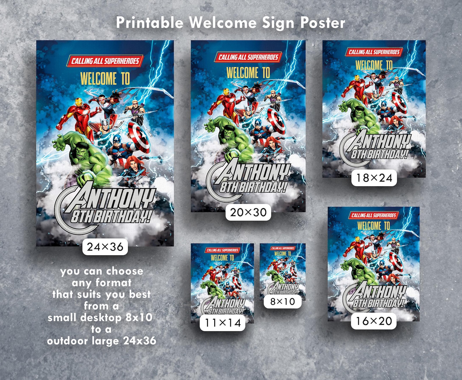 Avengers Printable Welcome Sign Template, Superhero Birthday Party ...