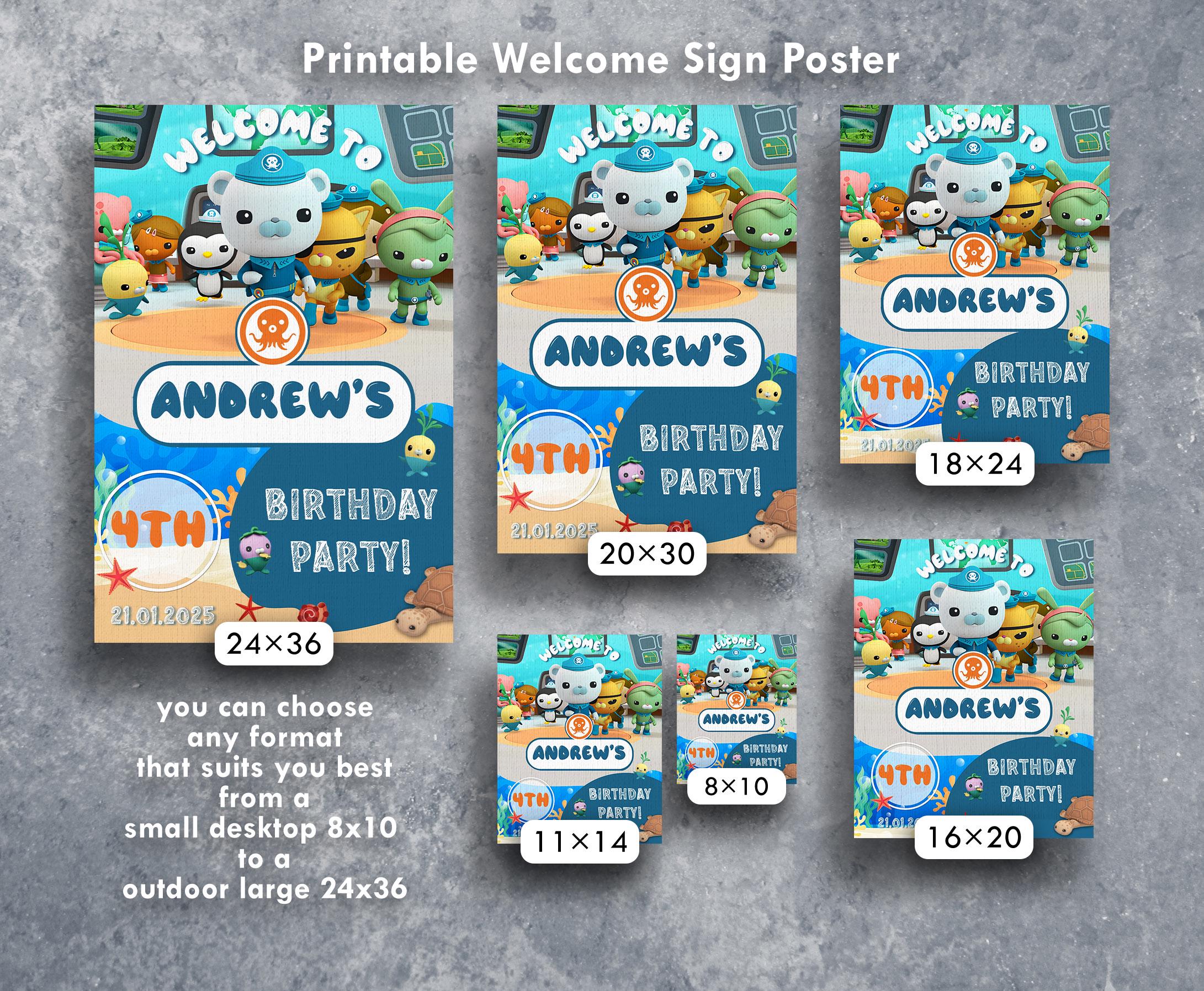 Octonauts Welcome Sign Template, Printable Birthday Party Octanauts ...