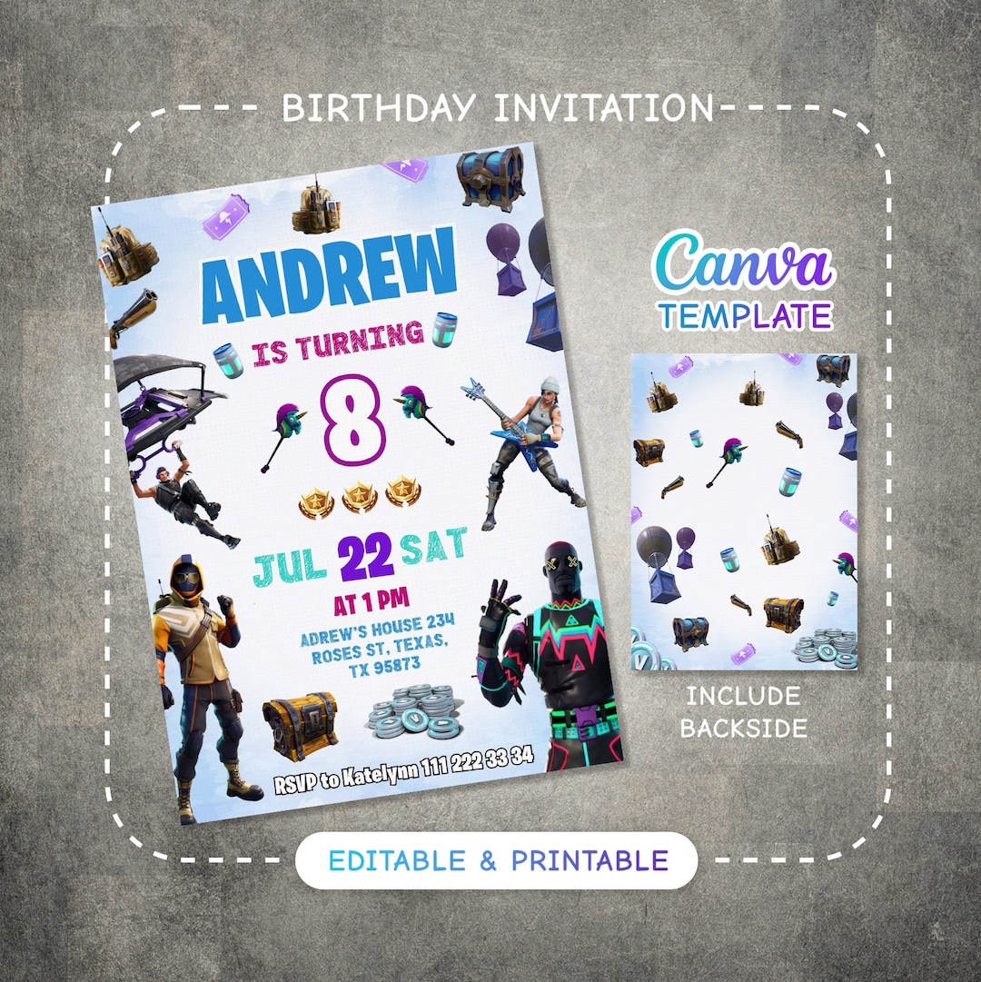Boy Gamer Invitation, Printable Birthday Invitation, Editable Invite ...