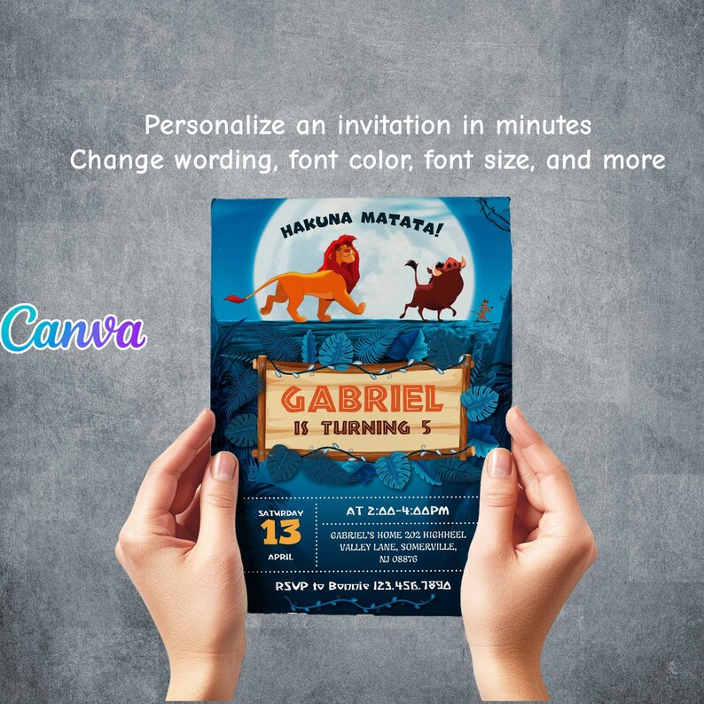 Simba Printable Birthday Invitation Template, Lion King Birthday Invite ...