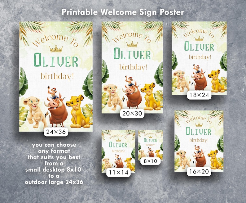 Simba Printable Welcome Sign Template, Lion King Birthday Party Welcome ...
