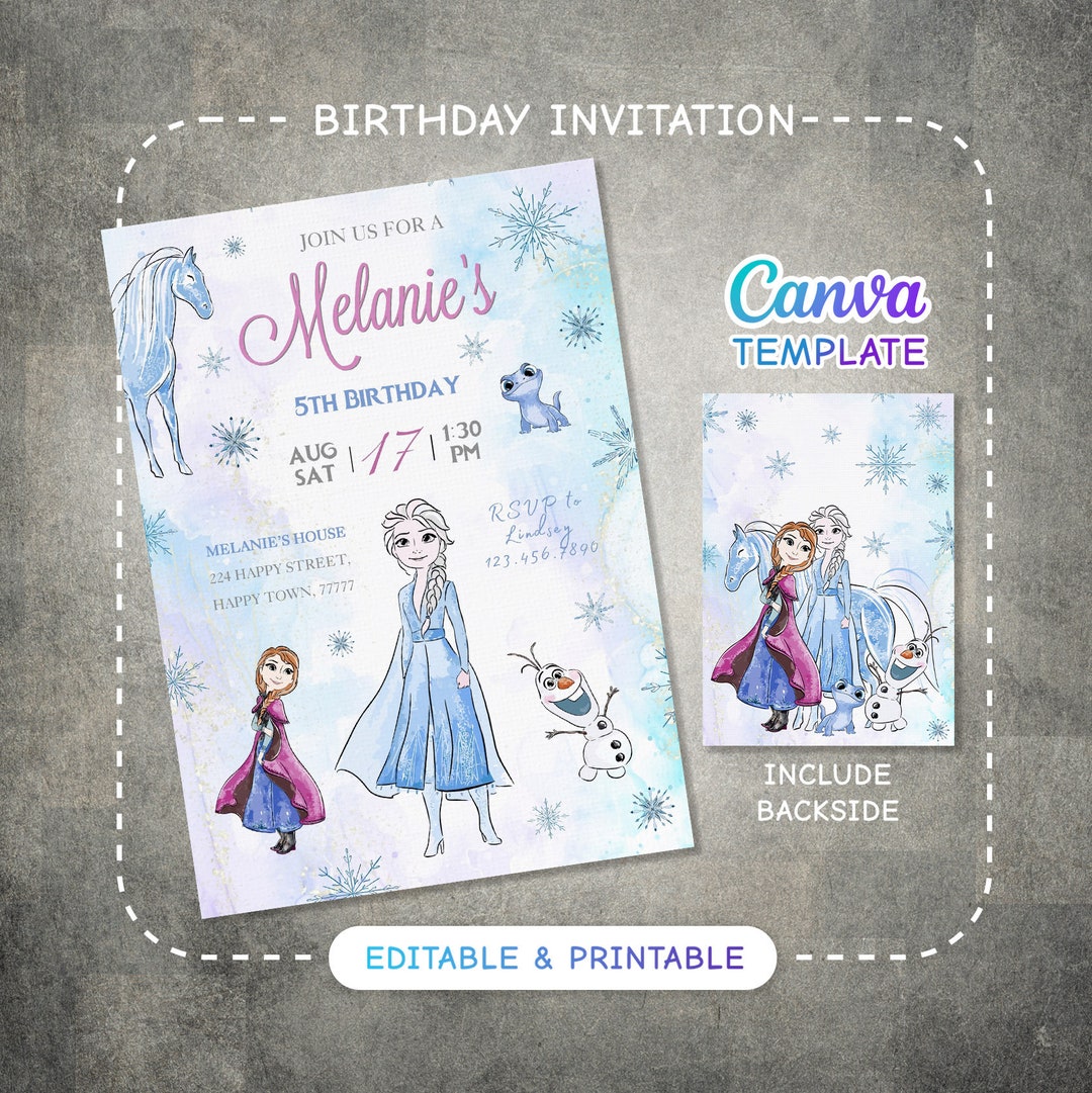 Printable Birthday Invitation, Frozen Invitation, Editable Winter ...