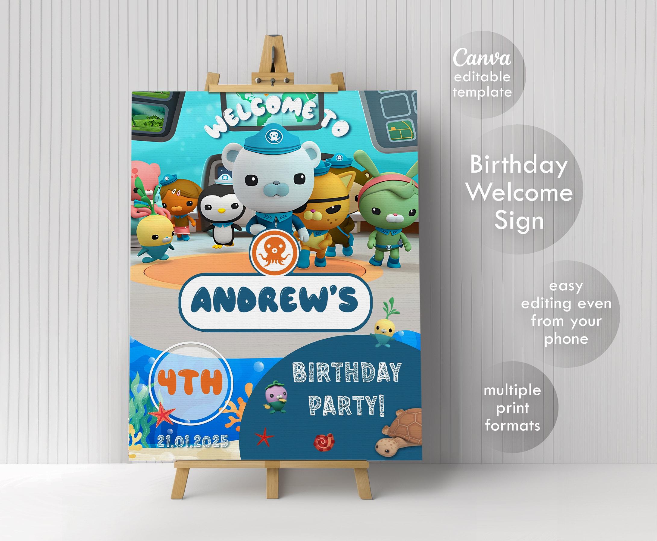 Octonauts Welcome Sign Template, Printable Birthday Party Octanauts ...