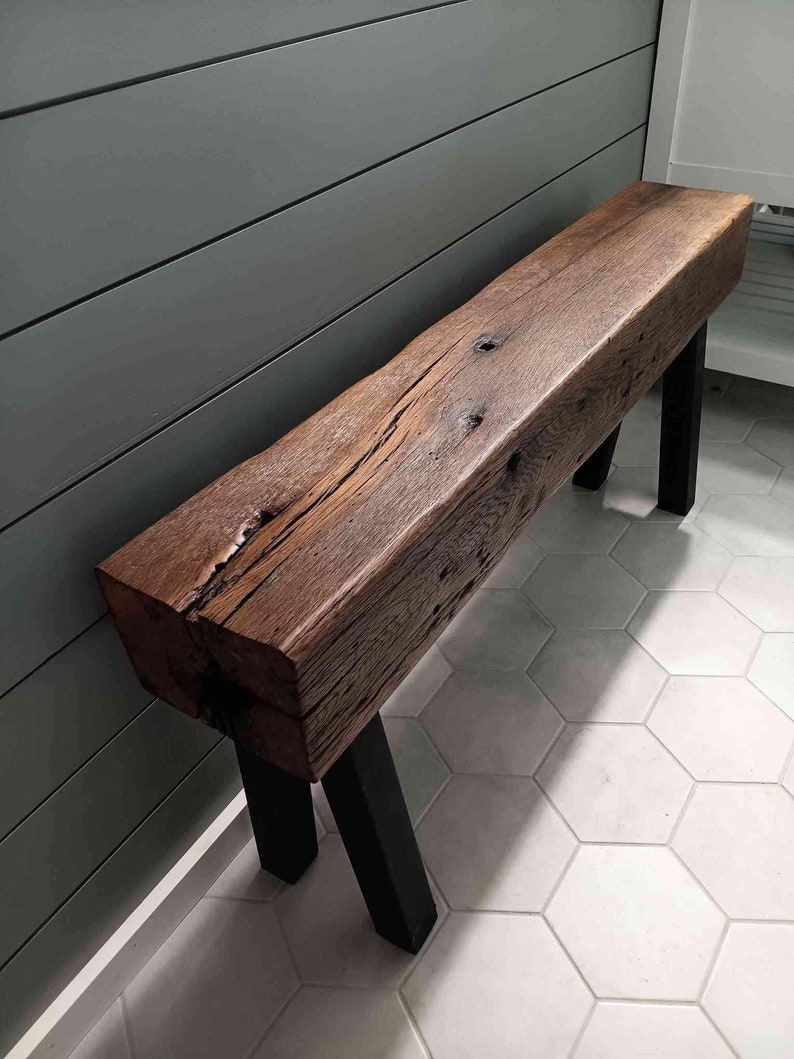 Reclaimed Barn Wood Beam Bench - Etsy