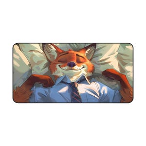 Zootopia Sleeping Nick Mouse Mat | Stylized Wolf Fursona Furry Desk Mat ...