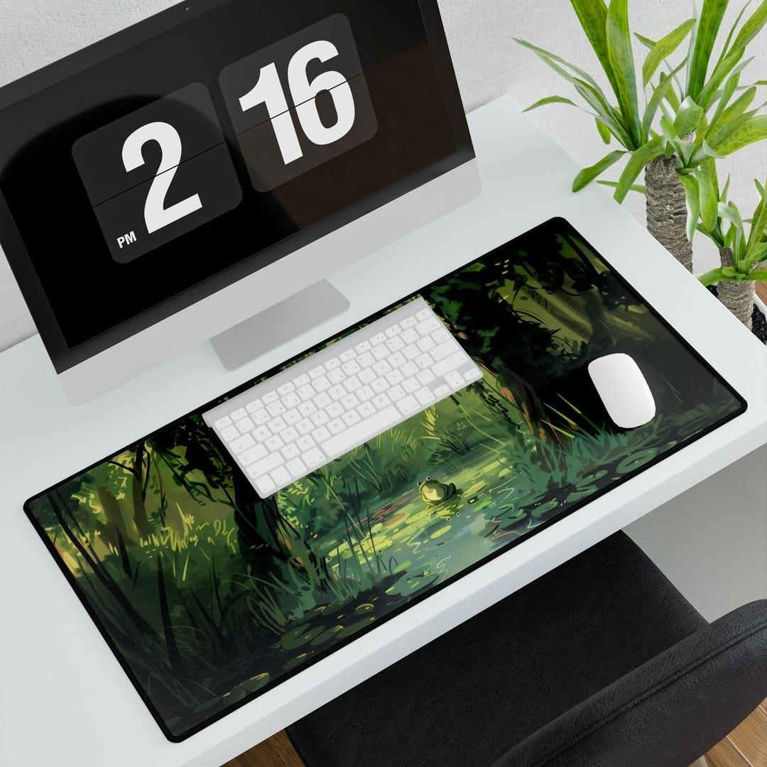 Cute Frog Deskpad | Kawaii Gaming Mouse Pad | Lofi Desk Mat | Lily Pad ...