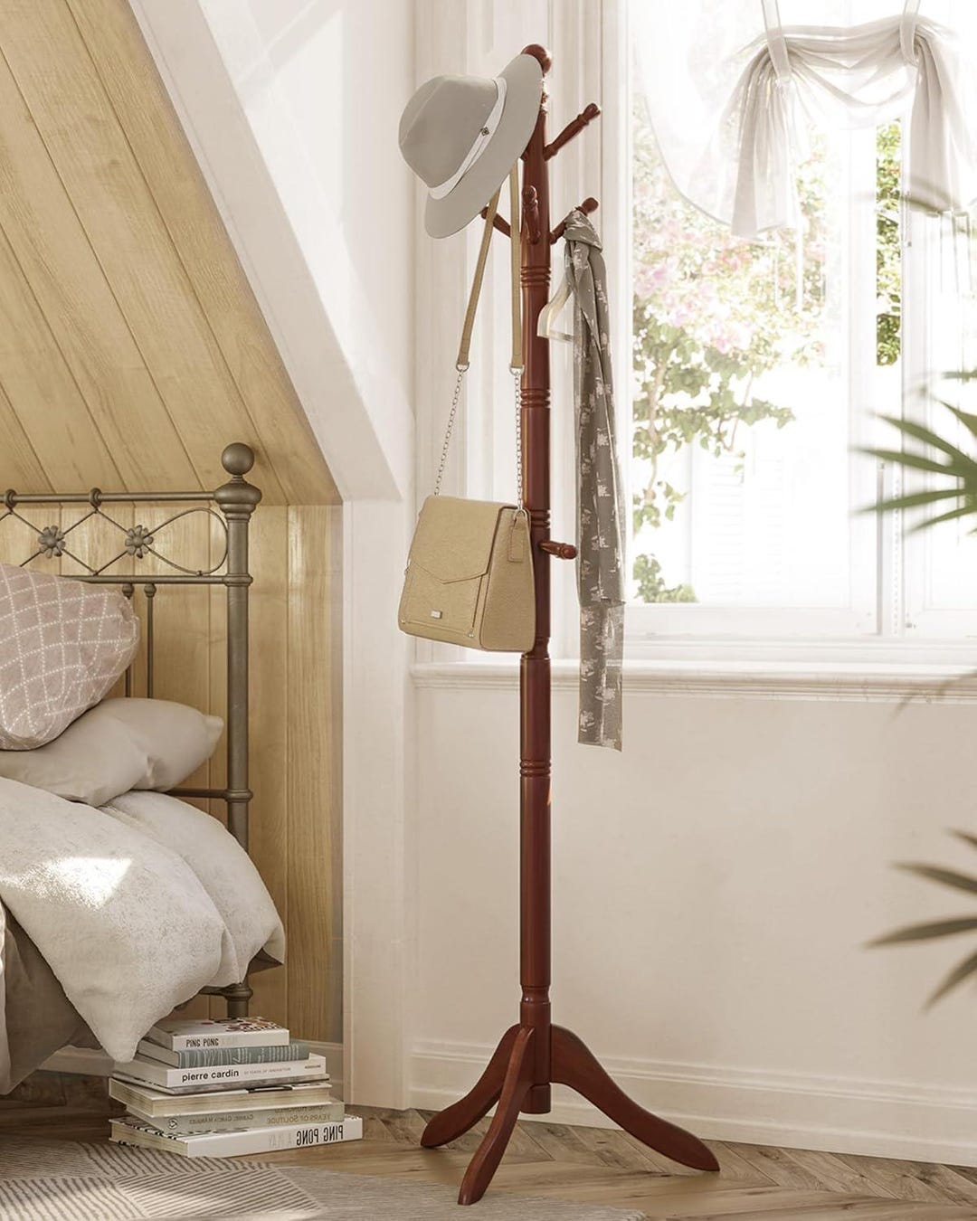 Solid Wood Coat Rack Stand Free Standing Hall Coat Tree With 10 Hooks ...