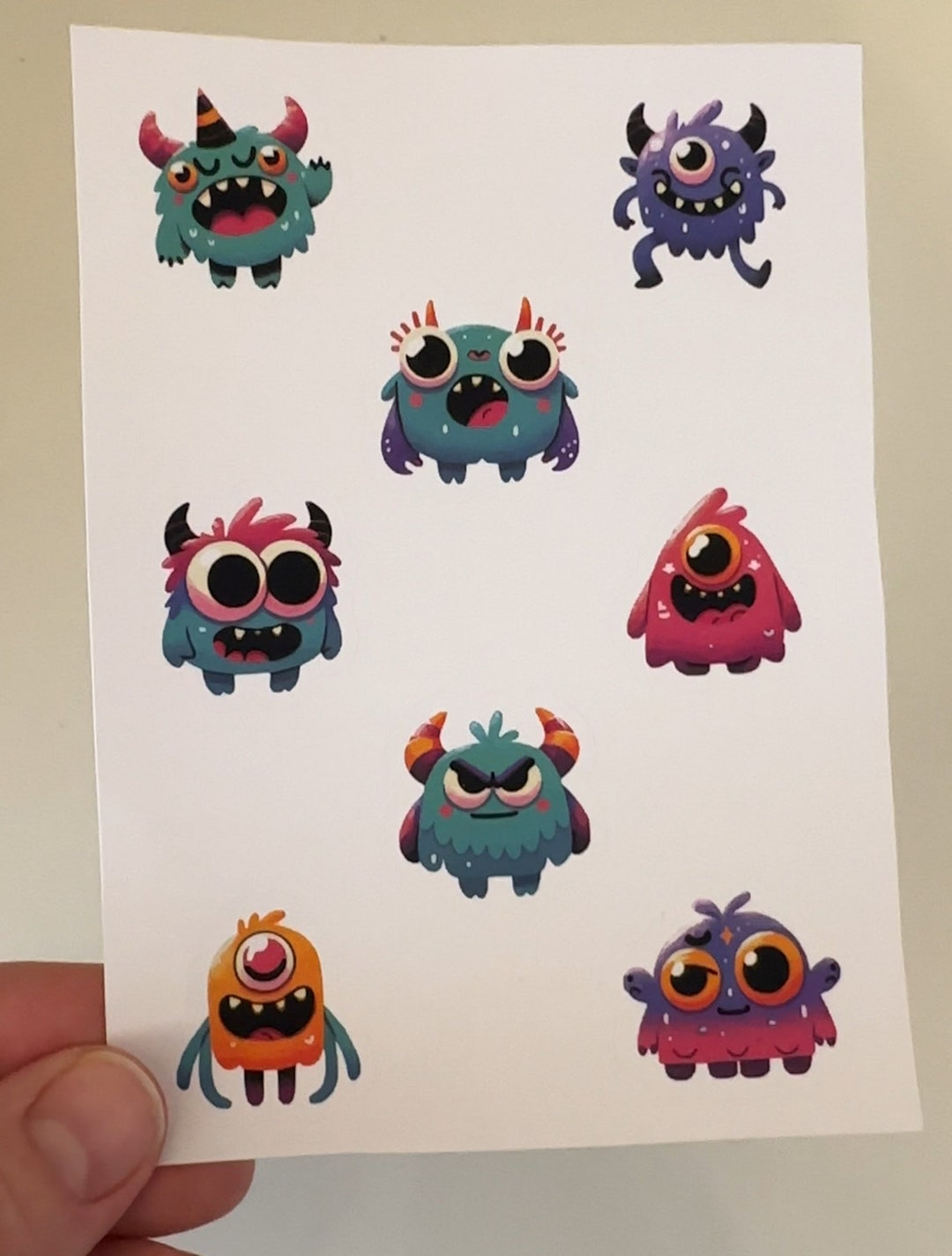 Monster Sticker Pack - 1" Monster Sticker Sheet - Great for Water ...