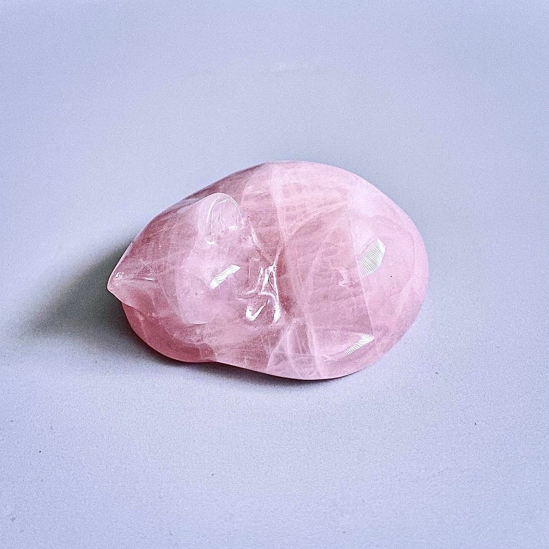 Rose Quartz Sleeping Cat - Etsy