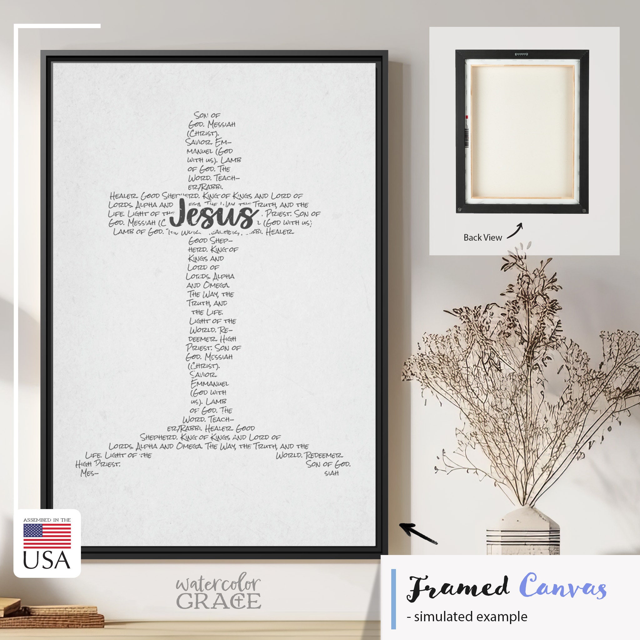 Jesus - Cross Made of the Names of Jesus | Modern Christian Art Decor ...