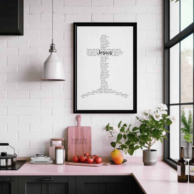 Jesus Cross Made of the Names of Jesus Modern Christian Art Decor ...