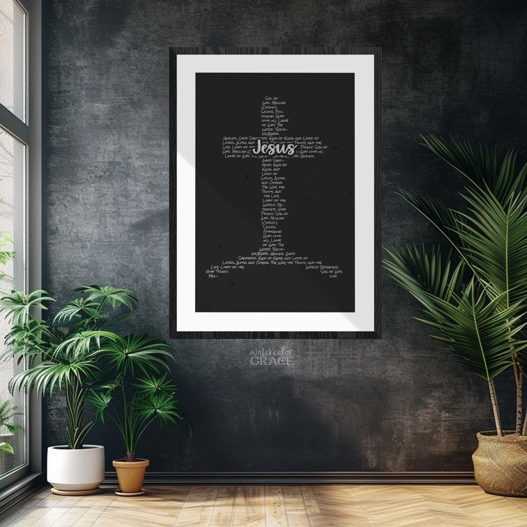 Jesus - Cross Made of the Names of Jesus | Modern Christian Art Decor ...