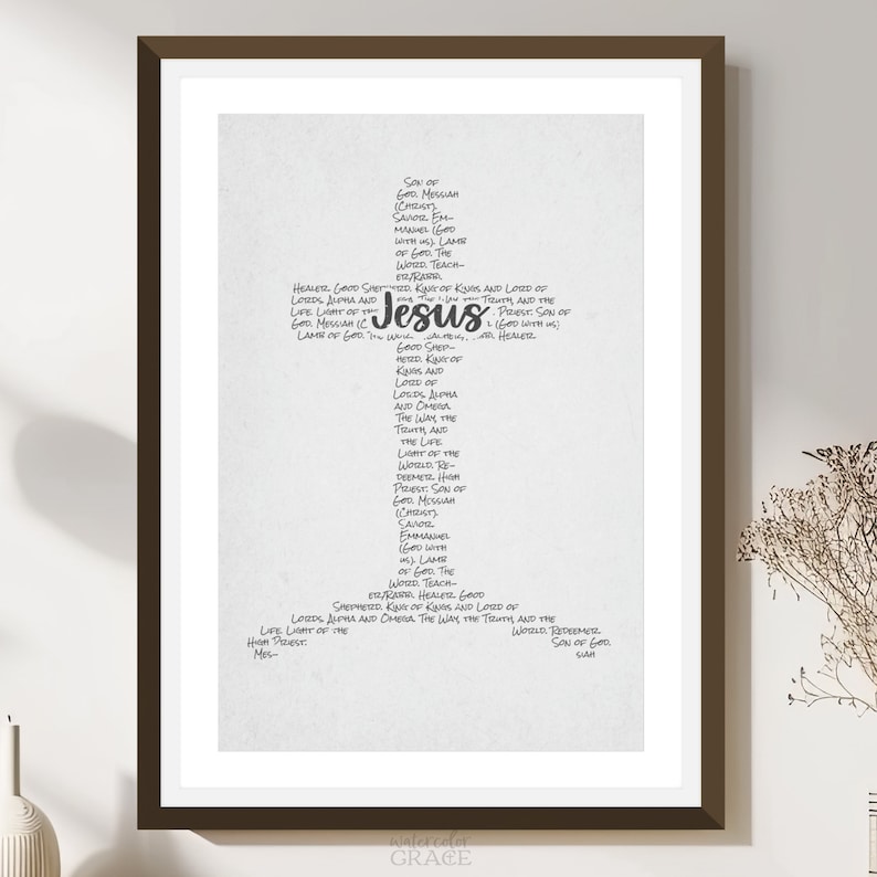 Jesus - Cross Made of the Names of Jesus | Modern Christian Art Decor ...