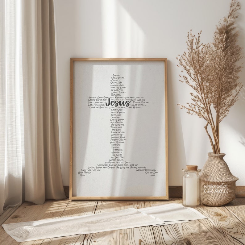 Jesus - Cross Made of the Names of Jesus | Modern Christian Art Decor ...