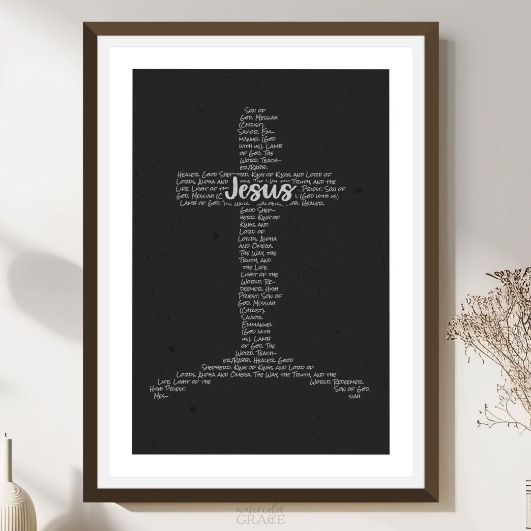 Jesus - Cross Made of the Names of Jesus | Modern Christian Art Decor ...