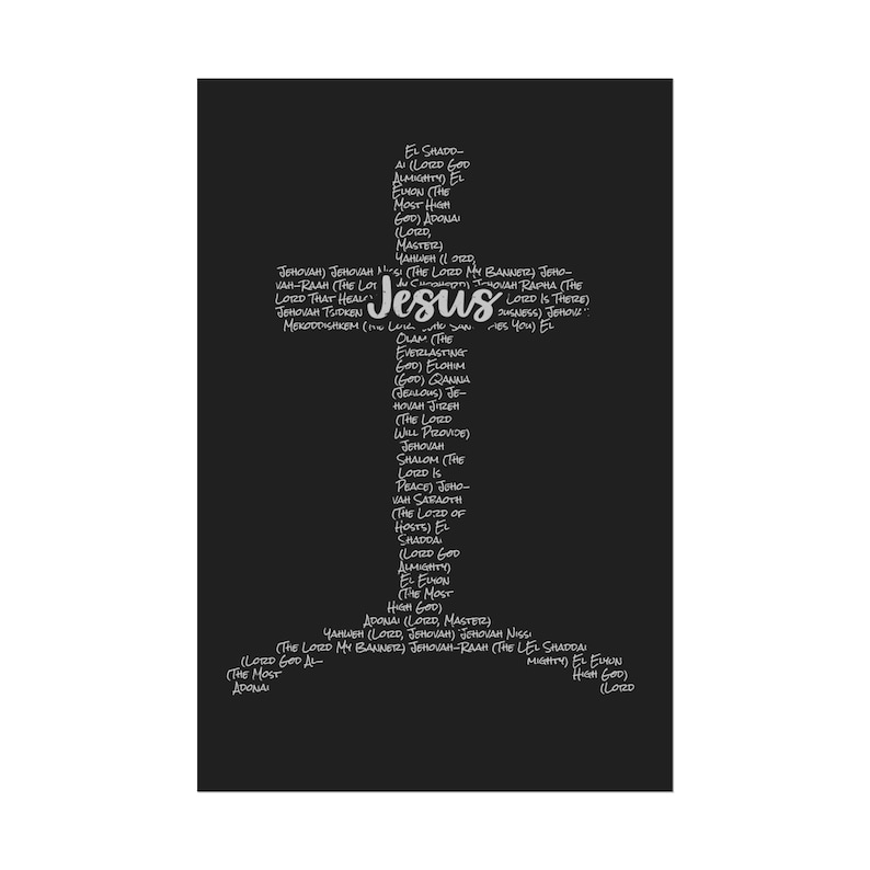 Poster | Names of God Within Cross [dark BG - V1] | Peaceful | the Old ...