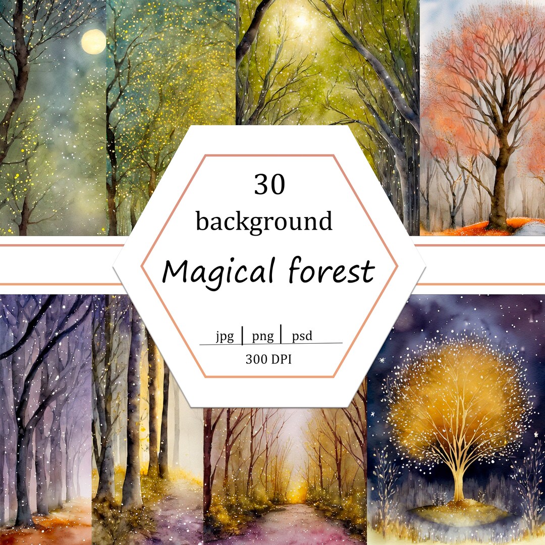 Magical Forest- Set Digital Scrapbooking Papers- 300 Dpi- Storybook ...