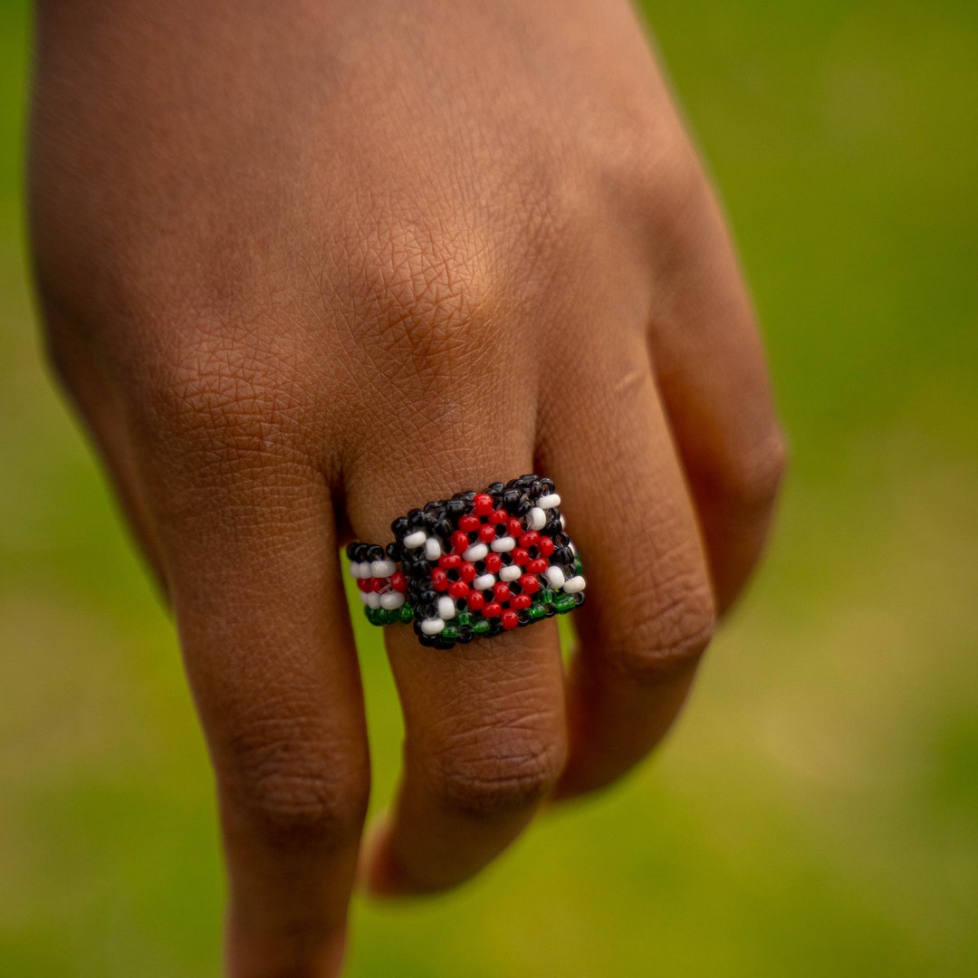 Beaded Rings, Flag Colors For: Kenya - Etsy