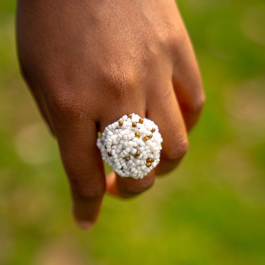Handmade Beaded Statement Ring: African Jewelry - Etsy